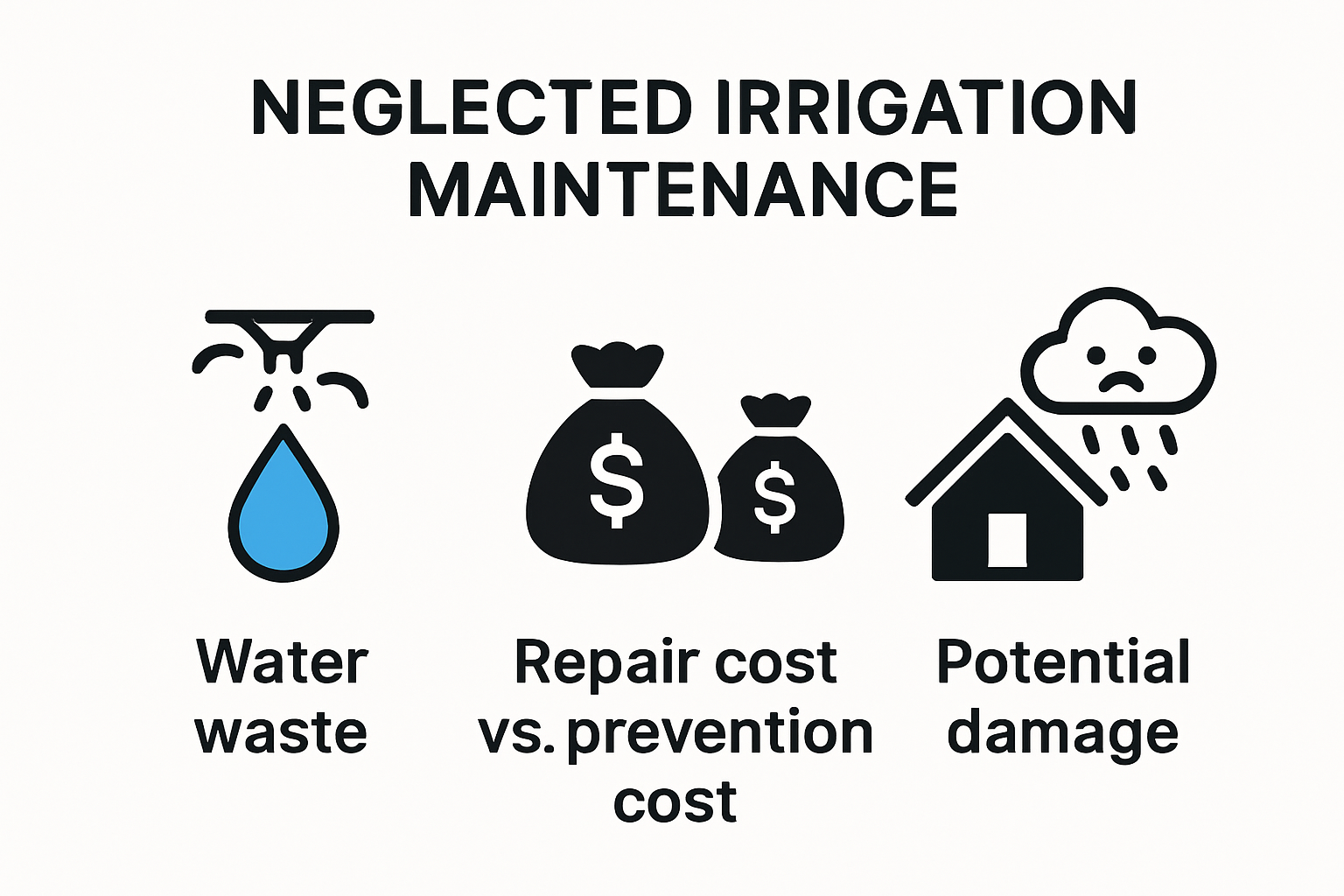 Infographic showing costs and water waste of poor irrigation system ...