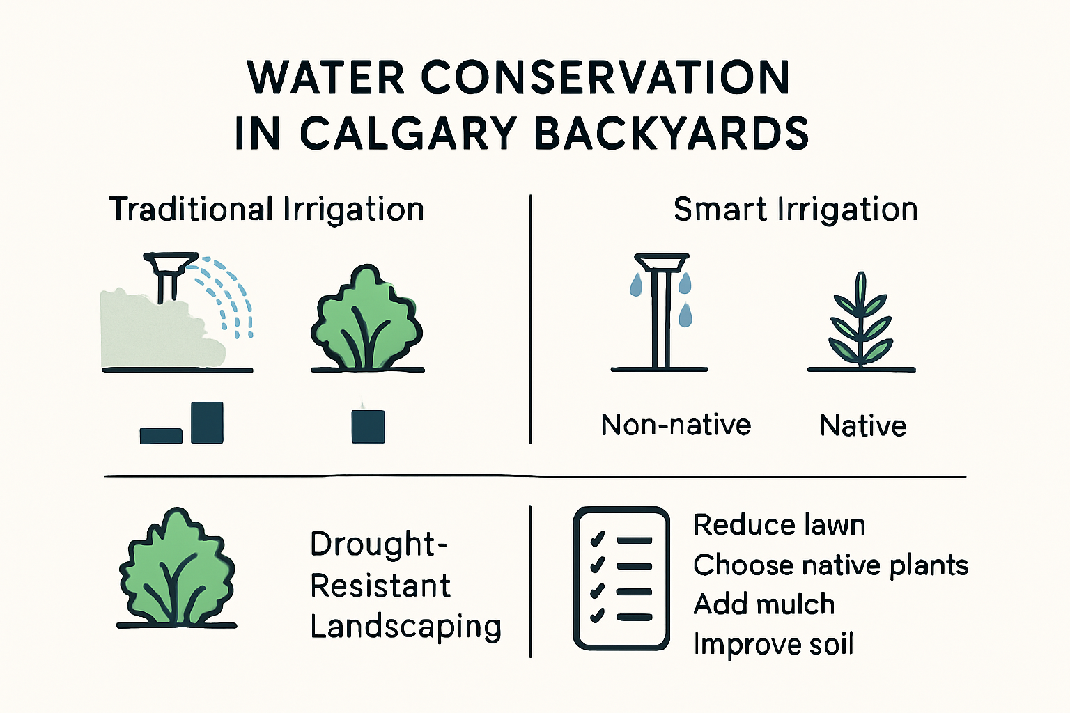 Calgary backyard water conservation infographic comparing irrigation ...