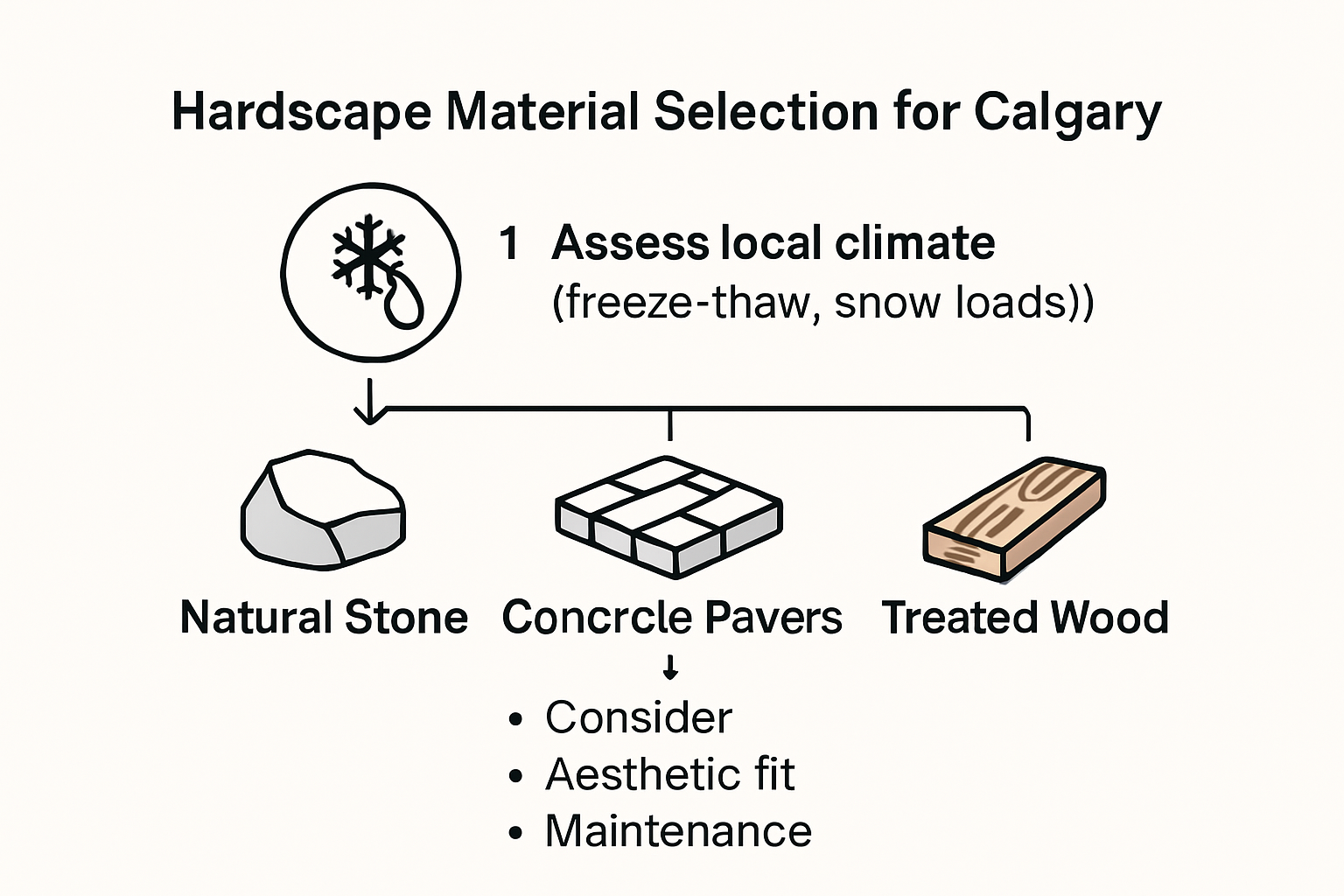 Infographic comparing hardscape materials and benefits