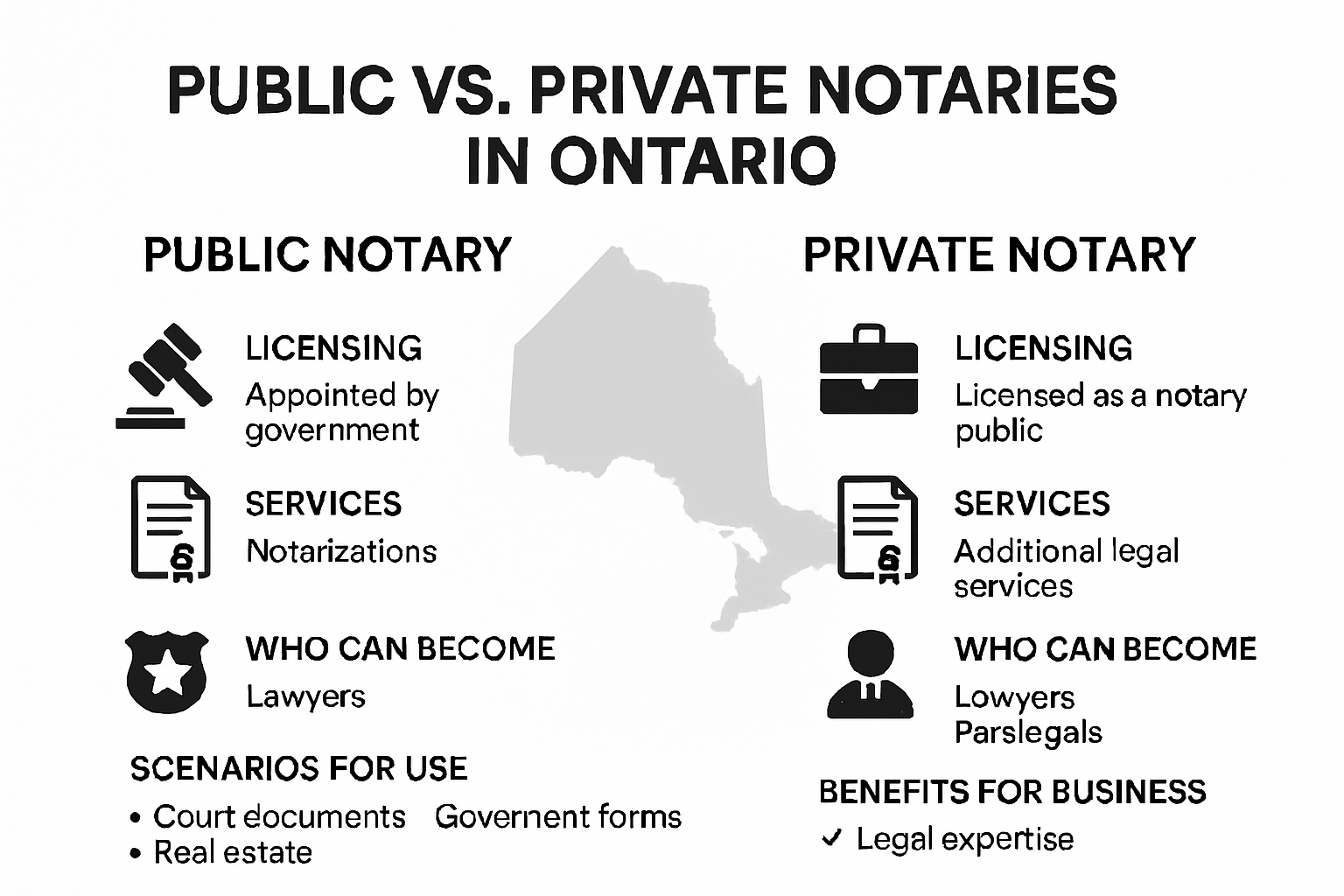 Public vs Private Notary: Guide for Ontario Businesses - My Mobile Notary