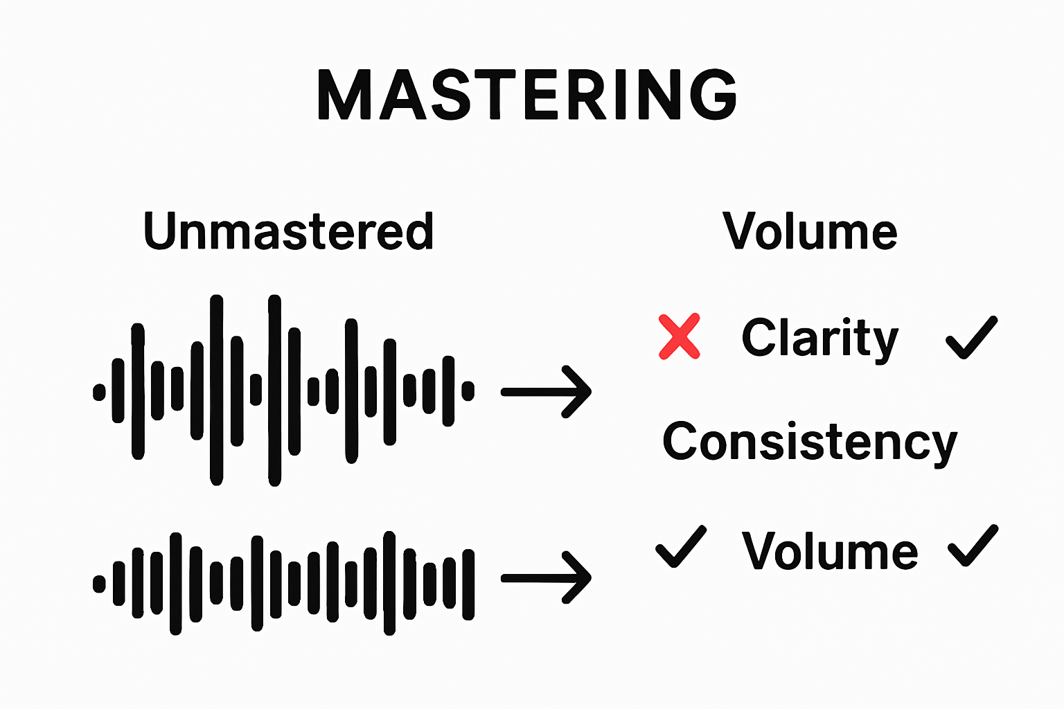 Infographic comparing unmastered and mastered tracks