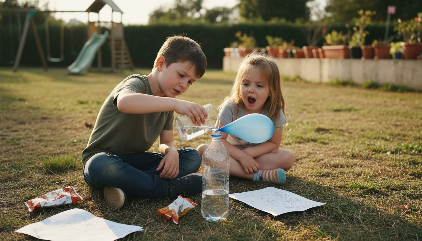 Kids performing outdoor science activity