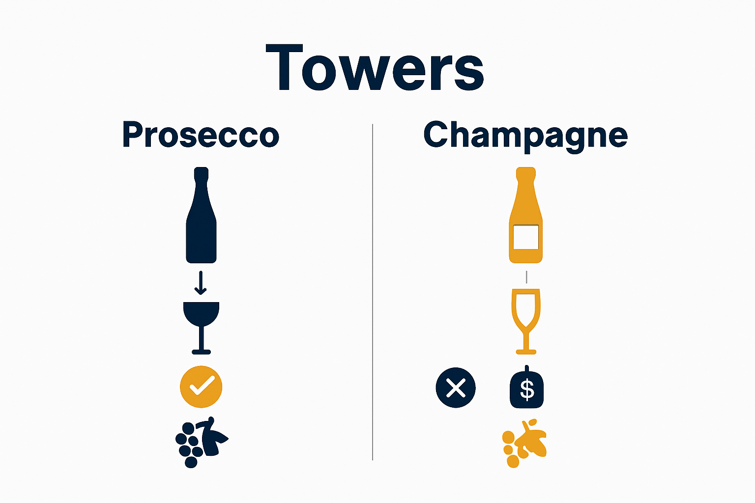 Prosecco vs. Champagne Towers Explained - Champagne Tower Hire